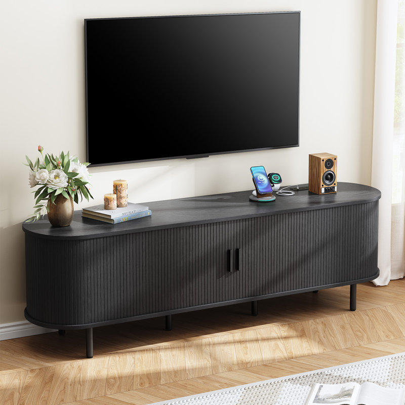 Latitude Run® Tv Stand With Storage And Shelves Designed To Fit 55’’ - 80’’ Tvs. Wood ...